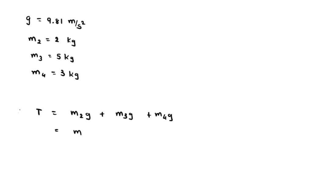 SOLVED: Four weights, of masses m1 = 4.00 kg; m2 = 2.00 kg; m3 = 5.00 kg; m4 = 3.00 kg; are ...