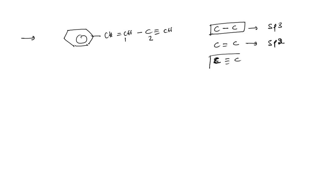 SOLVED: What is the hybridization of the carbon atoms numbered and 2 ...