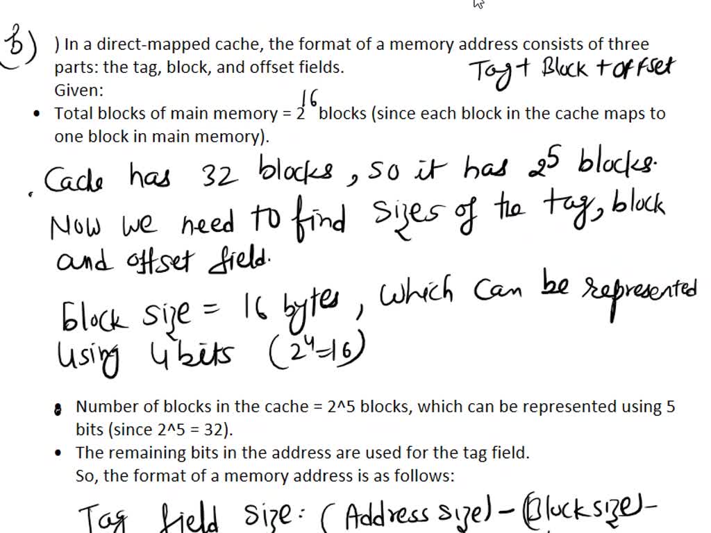 SOLVED: . Assume a 16-bit byte address. Design a direct-mapped, 128 Kbyte cache with block size ...