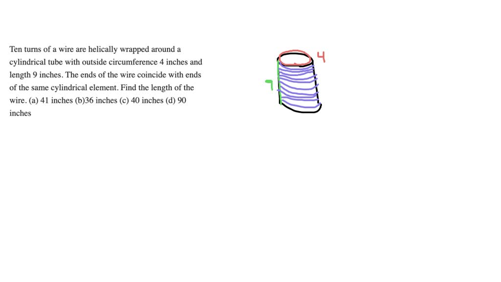 SOLVED: Ten turns of a wire are helically wrapped around a cylindrical ...
