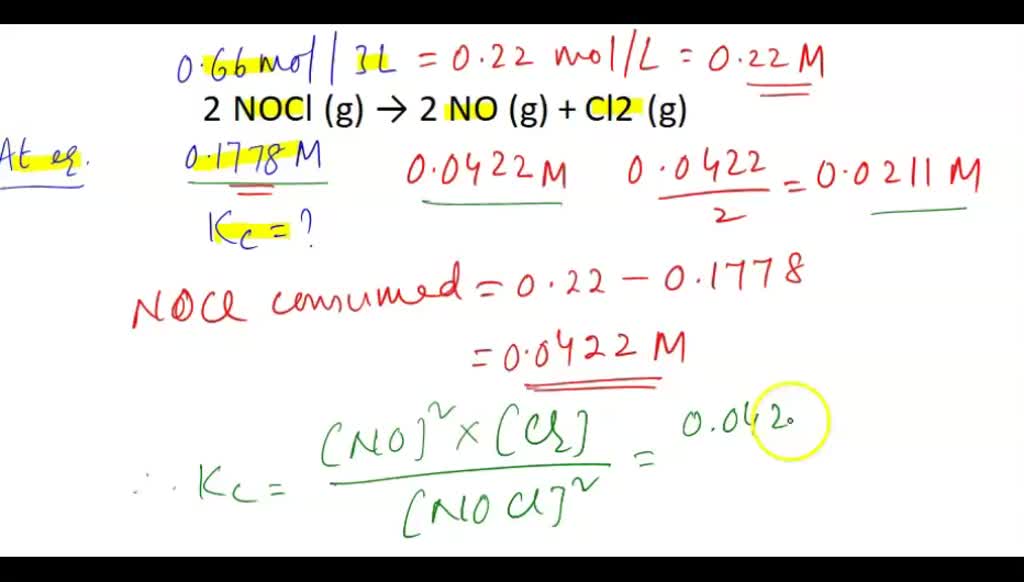 SOLVED: Q1) The compound NOCl decomposes to nitric oxide and chlorine ...