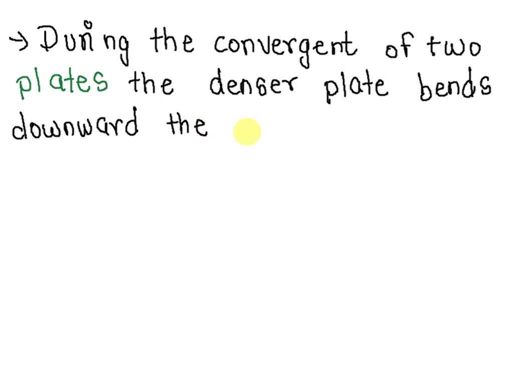 SOLVED: during the convergent of two the denser plate bends downward ...