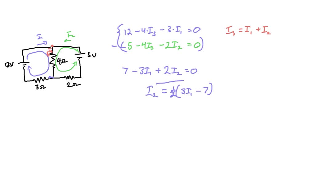 SOLVED: The current I3 in the direct current circuit given in the figureFind by Kirchhoff's ...