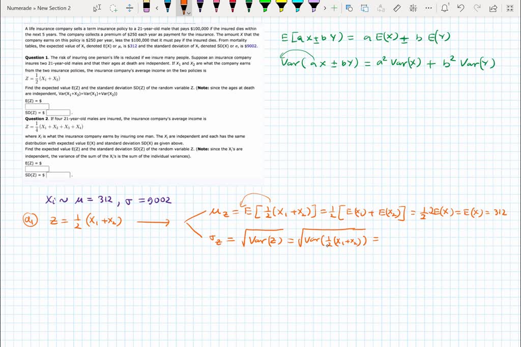 SOLVED: Let X be the size of a typical claim as above. Using R ...