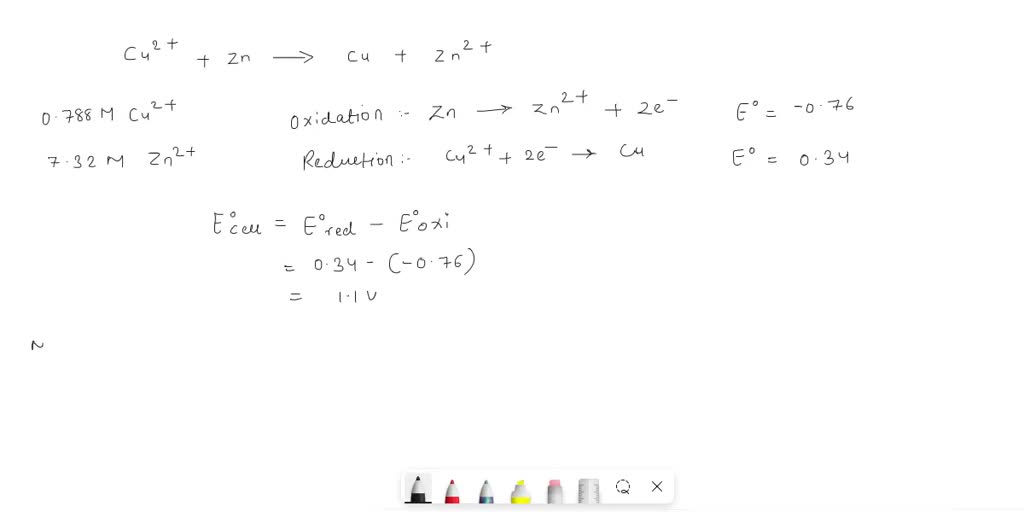 SOLVED: A galvanic cell at a temperature of 25.0 Â°C is powered by the following redox reaction ...