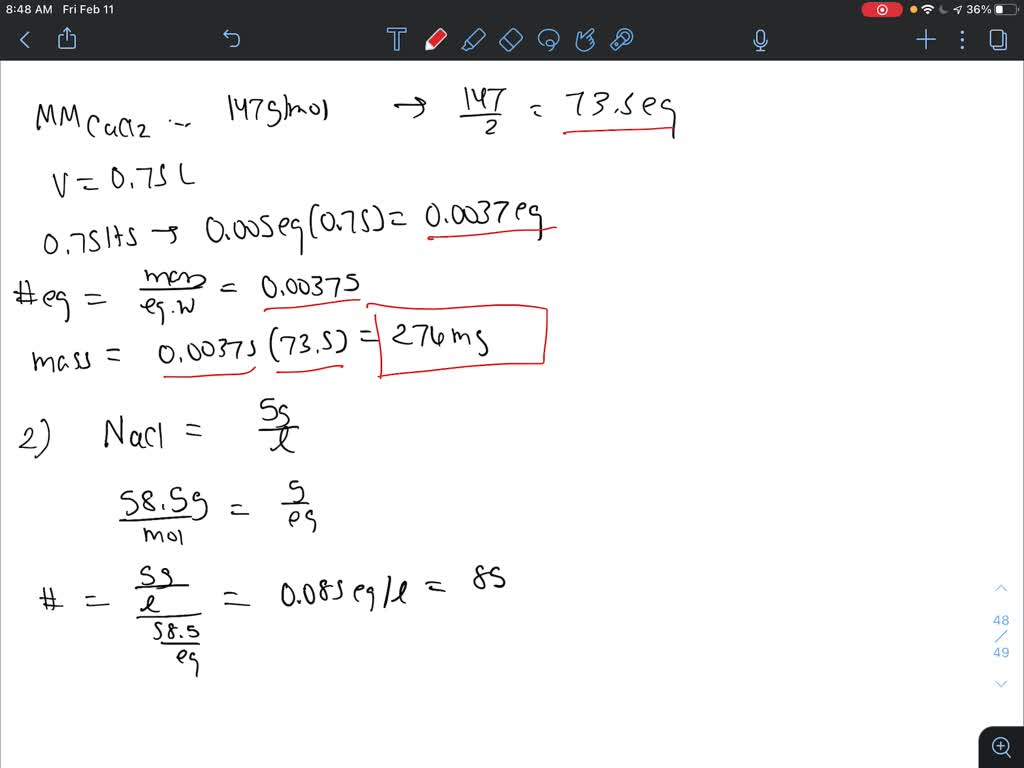 Example: Human plasma contains about 5 mEq/L of calcium ions. How many ...