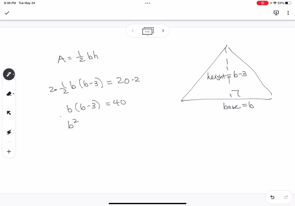 SOLVED: A triangular window has a base of 12 ft and height of 10 ft ...