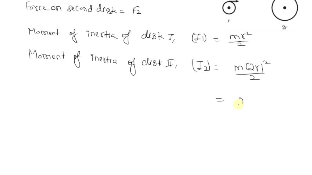 SOLVED: Two uniform disks of equal mass are mounted on fixed axles. The first disk has a radius ...