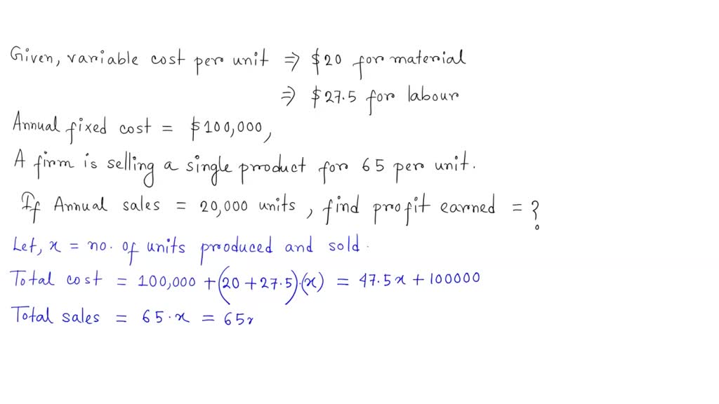 The company has a plant capacity of 200,000 units. Variable cost are 20 per unit, Selling Price ...
