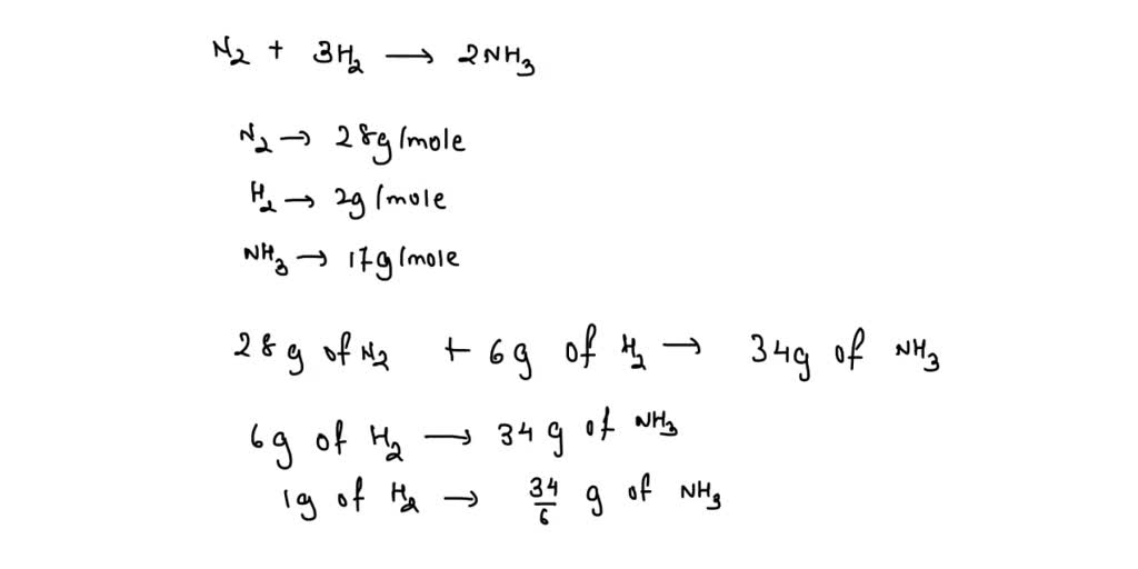 SOLVED: The reaction, N2 + 3H2 -> NH3, is used to produce ammonia. When ...