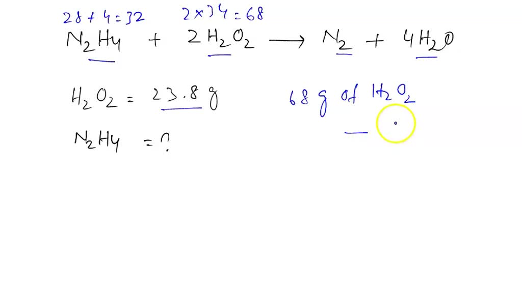 SOLVED: A mixture of hydrazine (N2H4) and hydrogen peroxide (H2O2) is used as a fuel for rocket ...