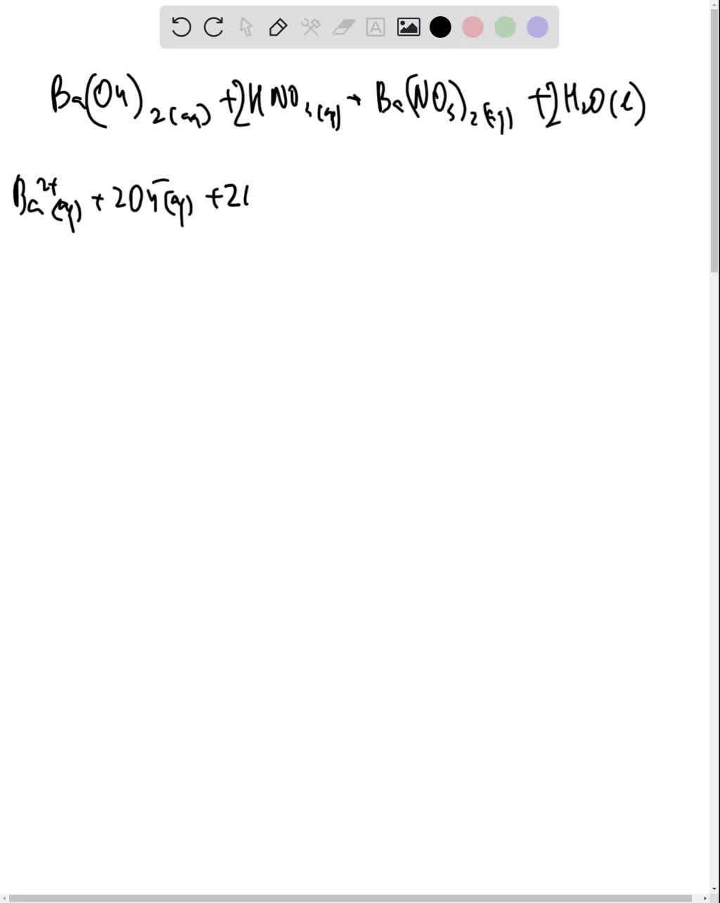 SOLVED: A neutralization reaction takes place when aqueous barium hydroxide, Ba(OH)2 and aqueous ...