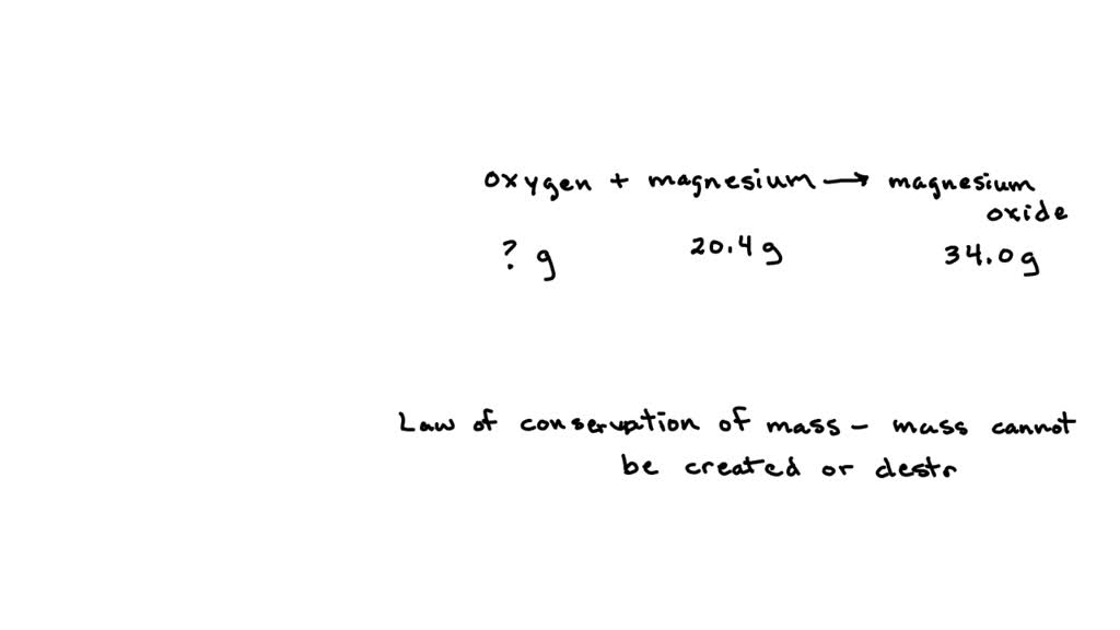 SOLVED: Calculate the mass of oxygen that combines with 20.4g of ...