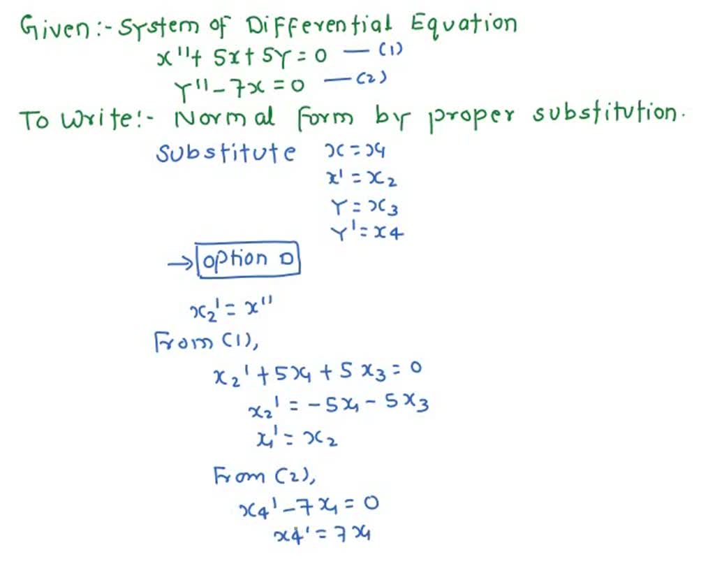 SOLVED: Express the given system of higher-order differential equations as a matrix system in ...