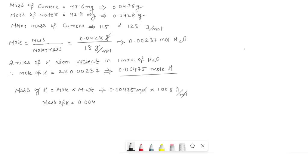 SOLVED: Cumene is a compound containing only carbon and hydrogen that ...