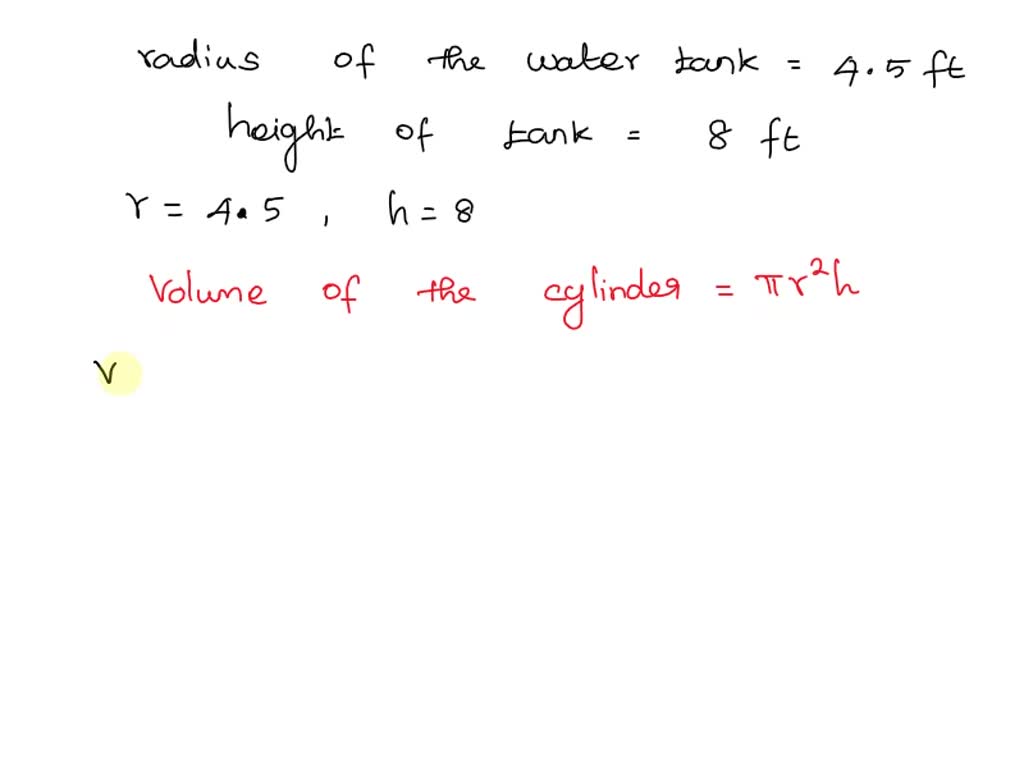 SOLVED: The diameter of a cylindrical water tank is 11ft, and its ...