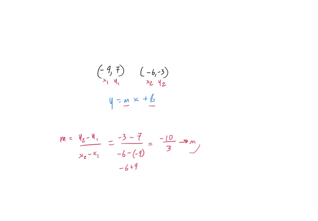 SOLVED Complete The Equation Of The Line Through 9 7 And 6 3 