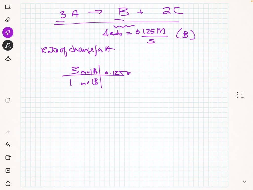 SOLVED: In the reaction 2A + B → 3C, if the rate of loss of A is 0.100 ...