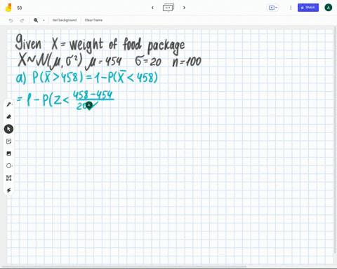 Packages of food whose average weight is 450 grams with a standard ...