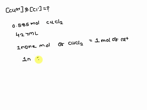 what are the respective concentrations m of cu2 and cl afforded by ...