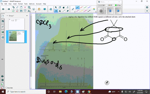 Explain why dimedone has differnt nmr signals in different...