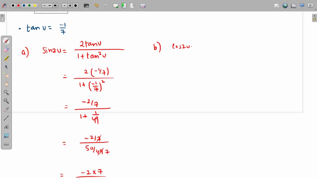 SOLVED: Find the exact values of sin(2u), cos(2u), and tan(2u) using ...
