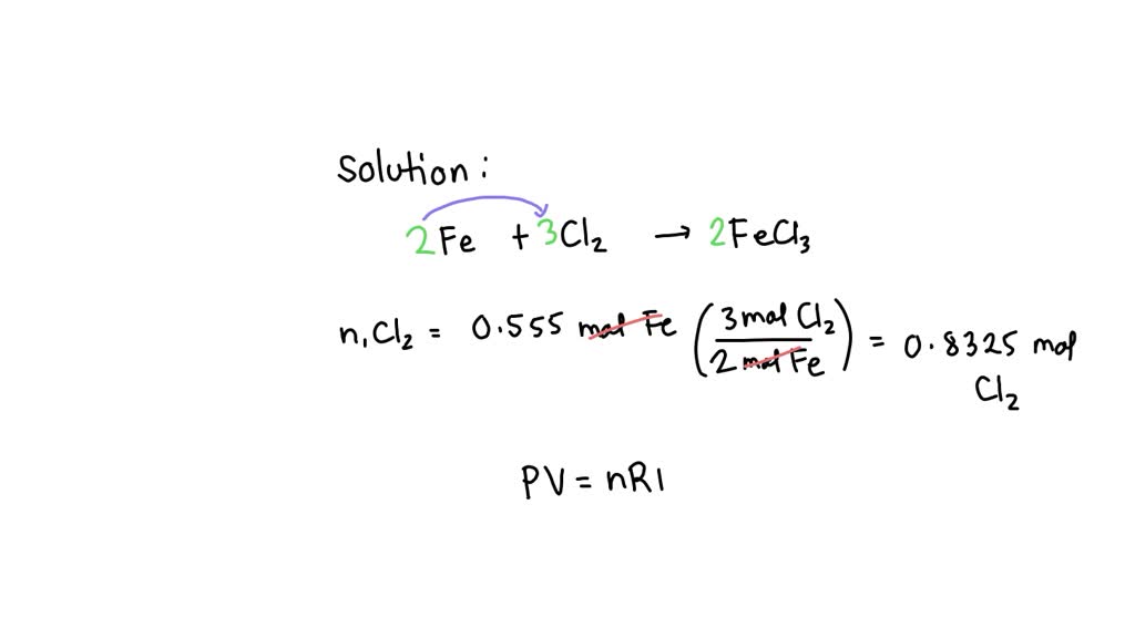 Solved What Volume Of Chlorine Gas Is Required To React Completely