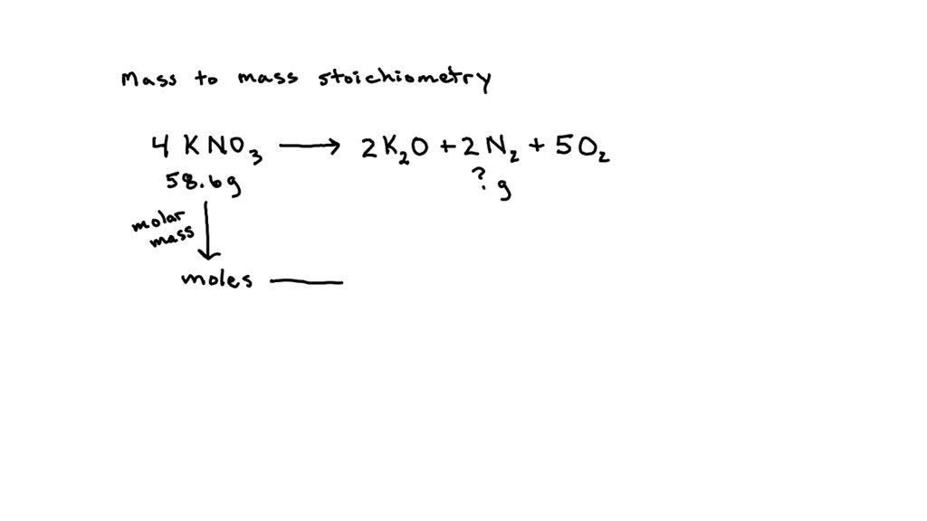SOLVED: How many grams of nitrogen gas are formed when 58.6 g of KNO3 ...