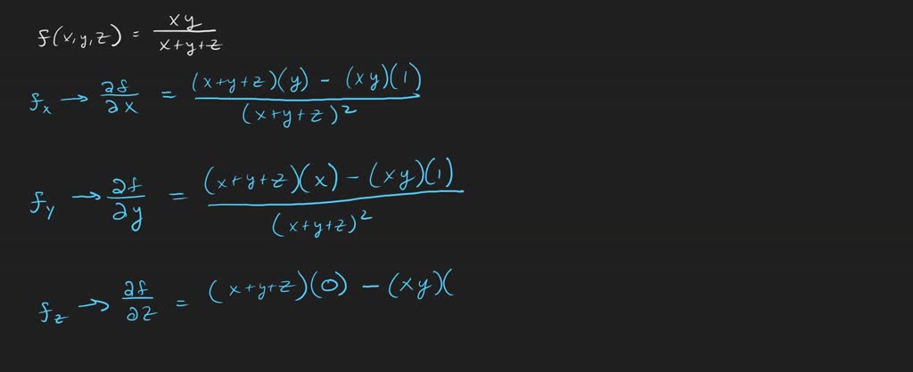 Find fx, fy, and fz, and evaluate each at the given point. f(x, y, z ...