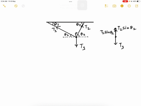 SOLVED: A 520 N police officer is supported by three cables (T1, T2 ...