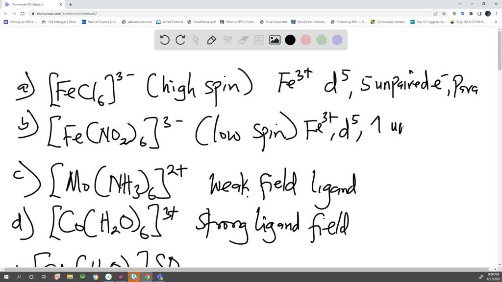 SOLVED: Calculate the ligand field stabilization energy, electron ...