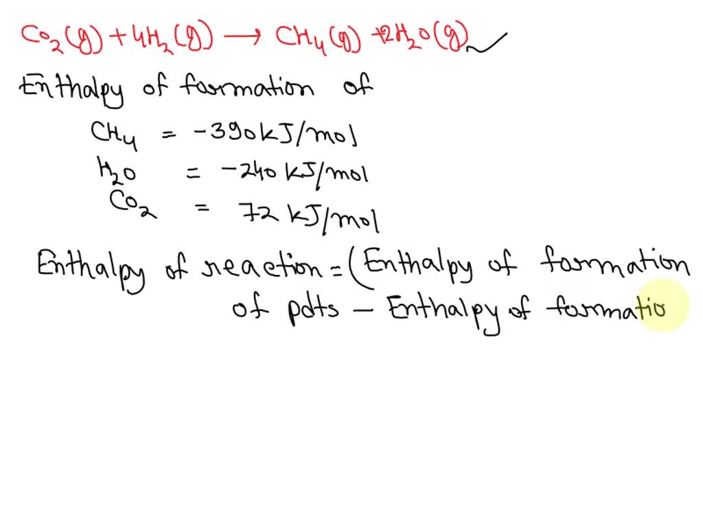 SOLVED: Consider the following reaction: CO2 (g) + 4H2 (g) –> CH4 (g ...