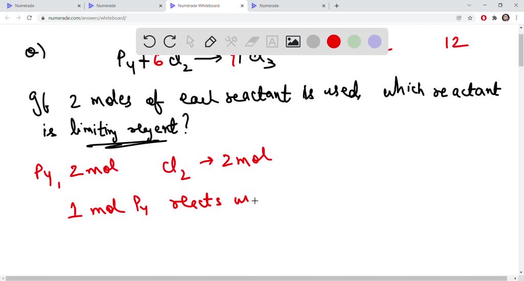 SOLVED: You have 3.0 moles of P4 and 3.0 moles of Cl2 and react them ...