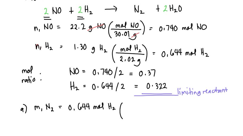 SOLVED: For the following reaction, 7.05 grams of nitrogen monoxide are mixed with 3.24 moles of ...