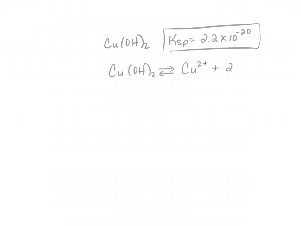 SOLVED: The solubility product constant for Cu(OH)2 is 2.2×10–20. What ...
