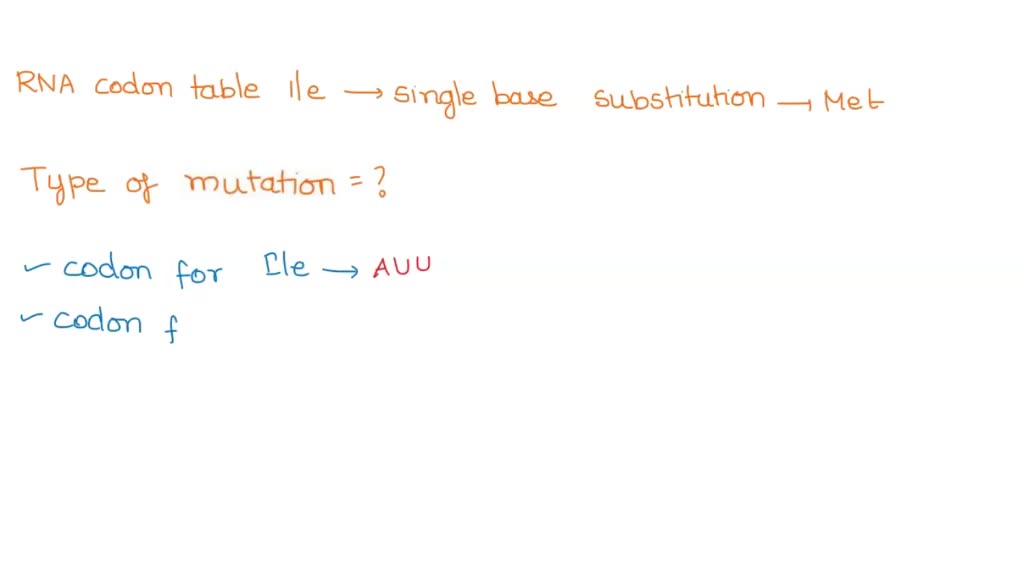 SOLVED: transversion mutation at the third position of the codon a transition mutation at the ...