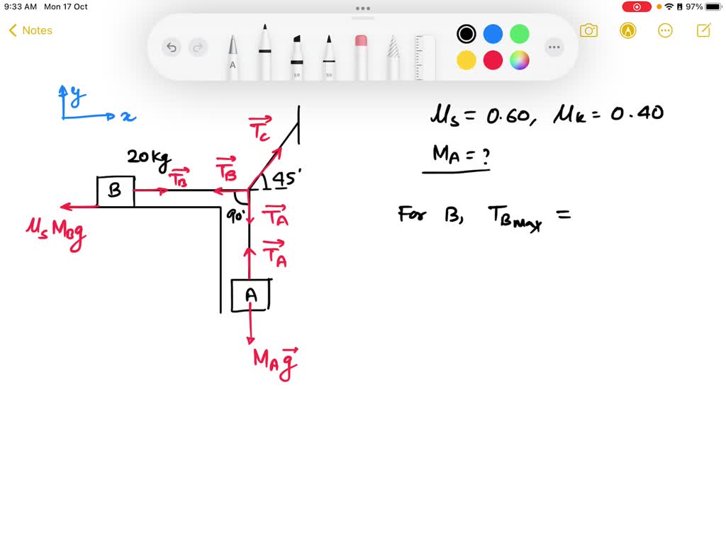 'Q7: Block B in Figure rests on a surface for which the static and kinetic coefficients of ...