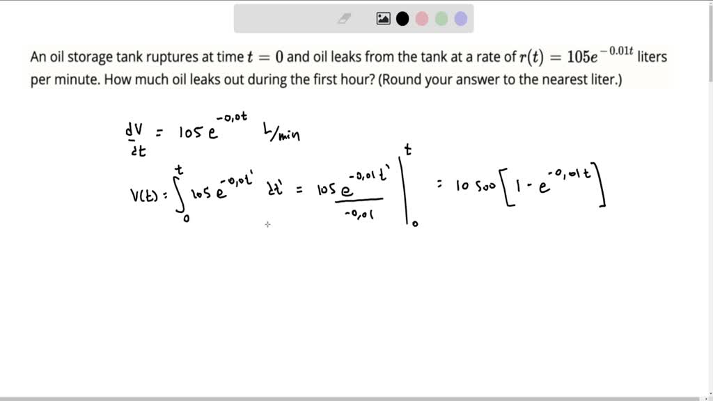 SOLVED: An oil storage tank ruptures at time t = 0 and oil leaks from ...