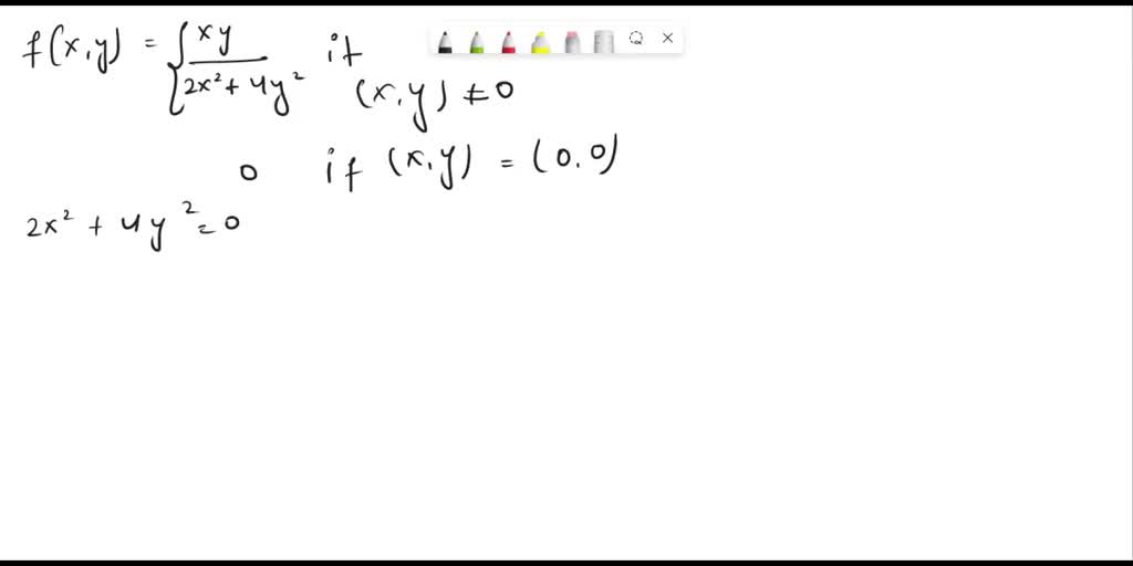 SOLVED: At what points of R2 is the following function continuous? 4 f(x, y) = 3 (v2 +49 Select ...