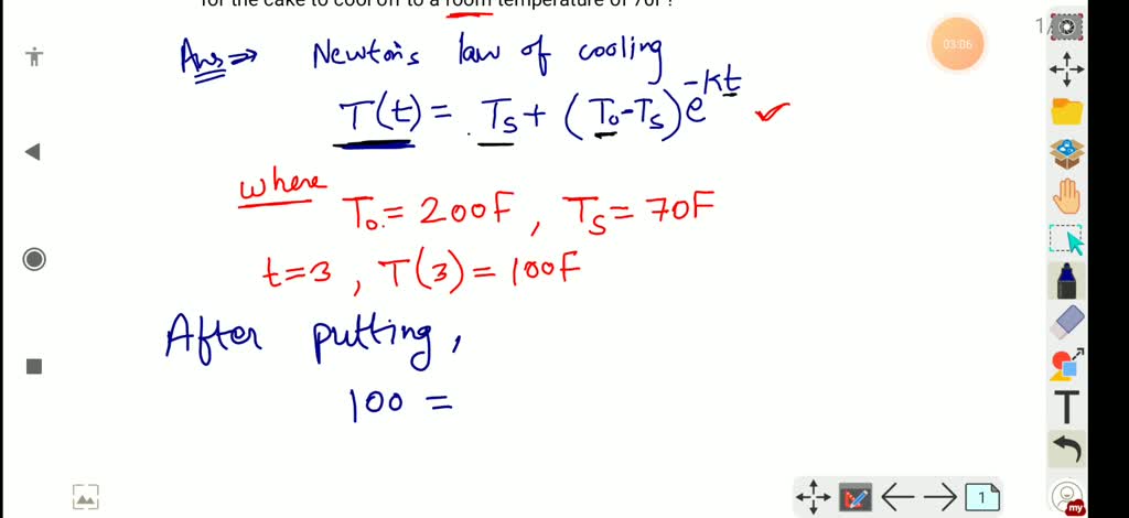 Cooling of a Cake When a cake is removed from an oven, its temperature ...