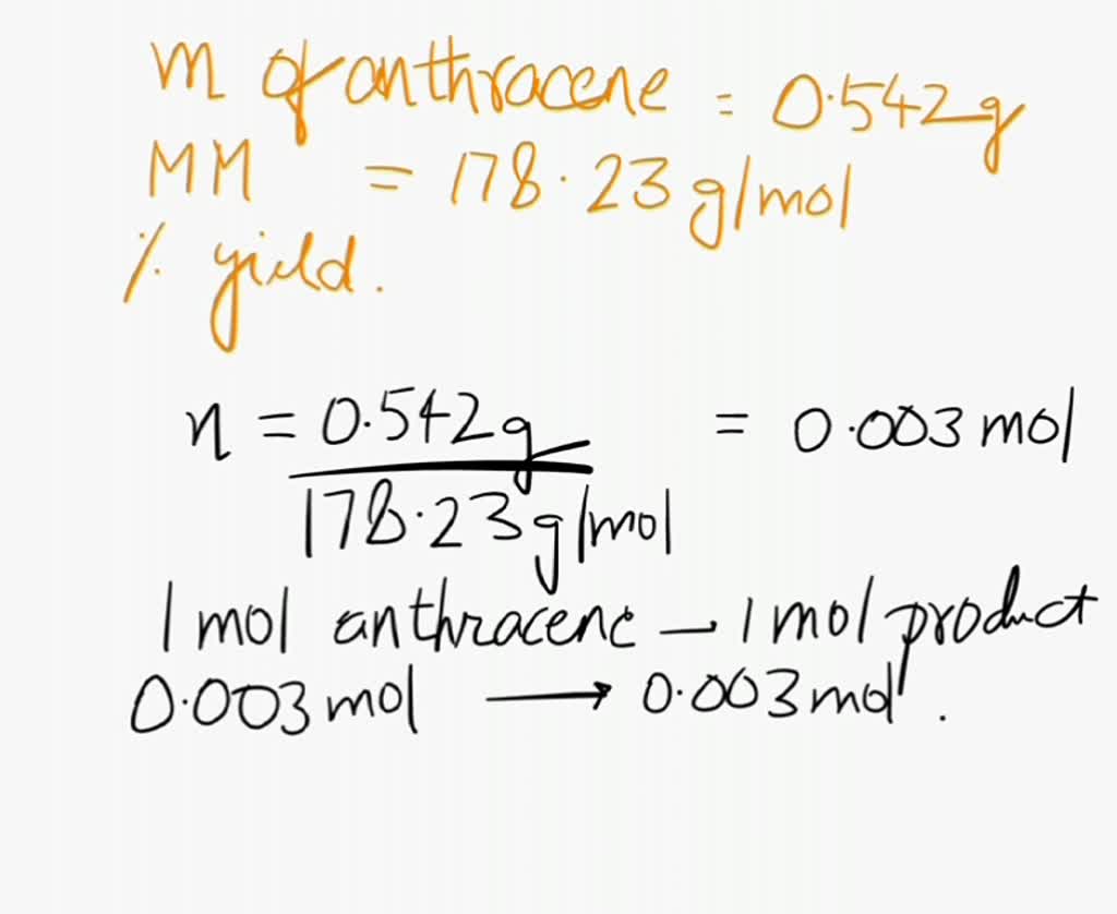 SOLVED: A student determined that anthracene was the limiting reagent in a Diels-Alder reaction ...