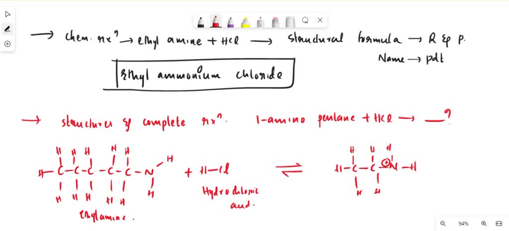 SOLVED: Write out the chemical reaction of ethylamine with HCl. Use the ...