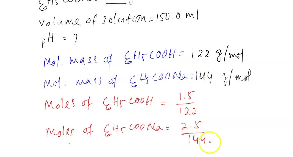 SOLVED: A buffer solution is prepared by dissolving 1.50 g of benzoic ...