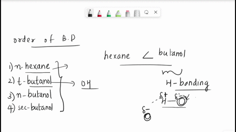 The correct order of boiling point among butanol butanal and...