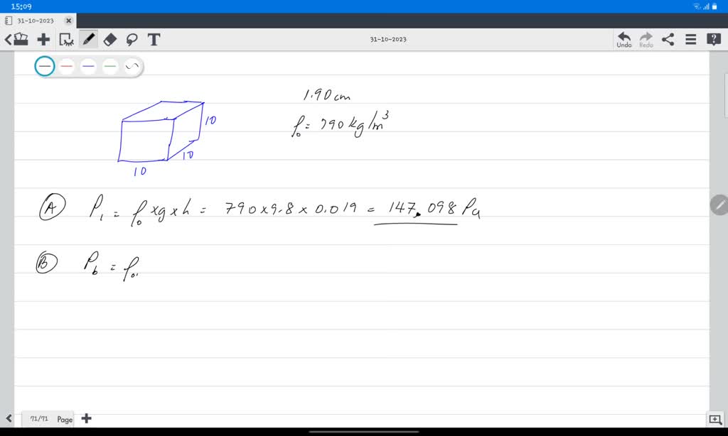 SOLVED: A cubical block of wood, 10.0 cm on a side, floats at the ...