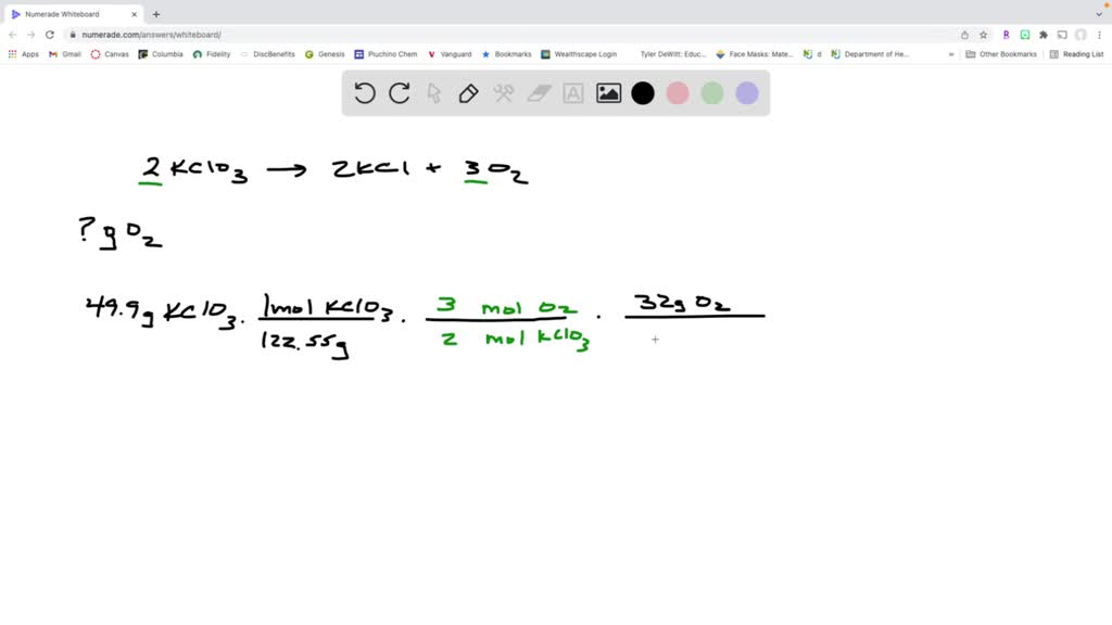 SOLVED: The equation for the decomposition of potassium chlorate is written as 2KClO3(s) â ...