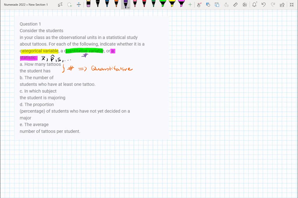 SOLVED: Question 1 Consider the students in your class as the ...