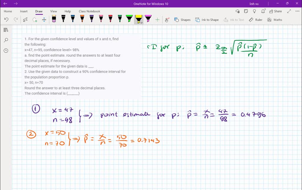 SOLVED: calculate the 90% decimals confidence interval = for P ...