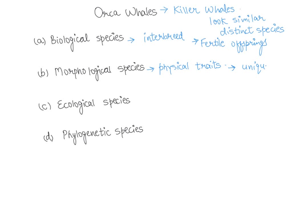SOLVED: 11.Are orca whales one species or more than one species? Check all species concepts ...