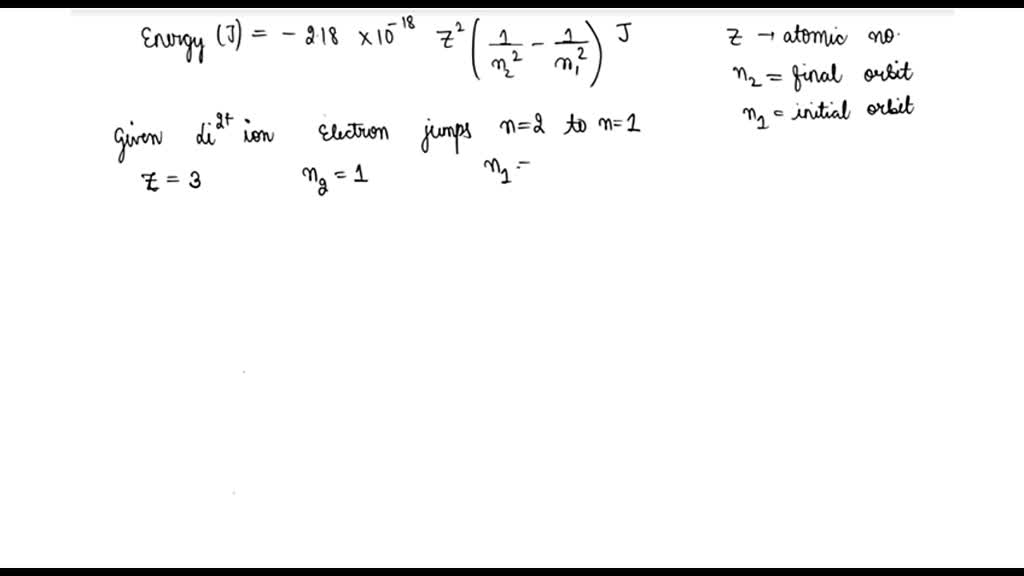 Solved Using The Bohr Model Determine The Energy In Joules Of The